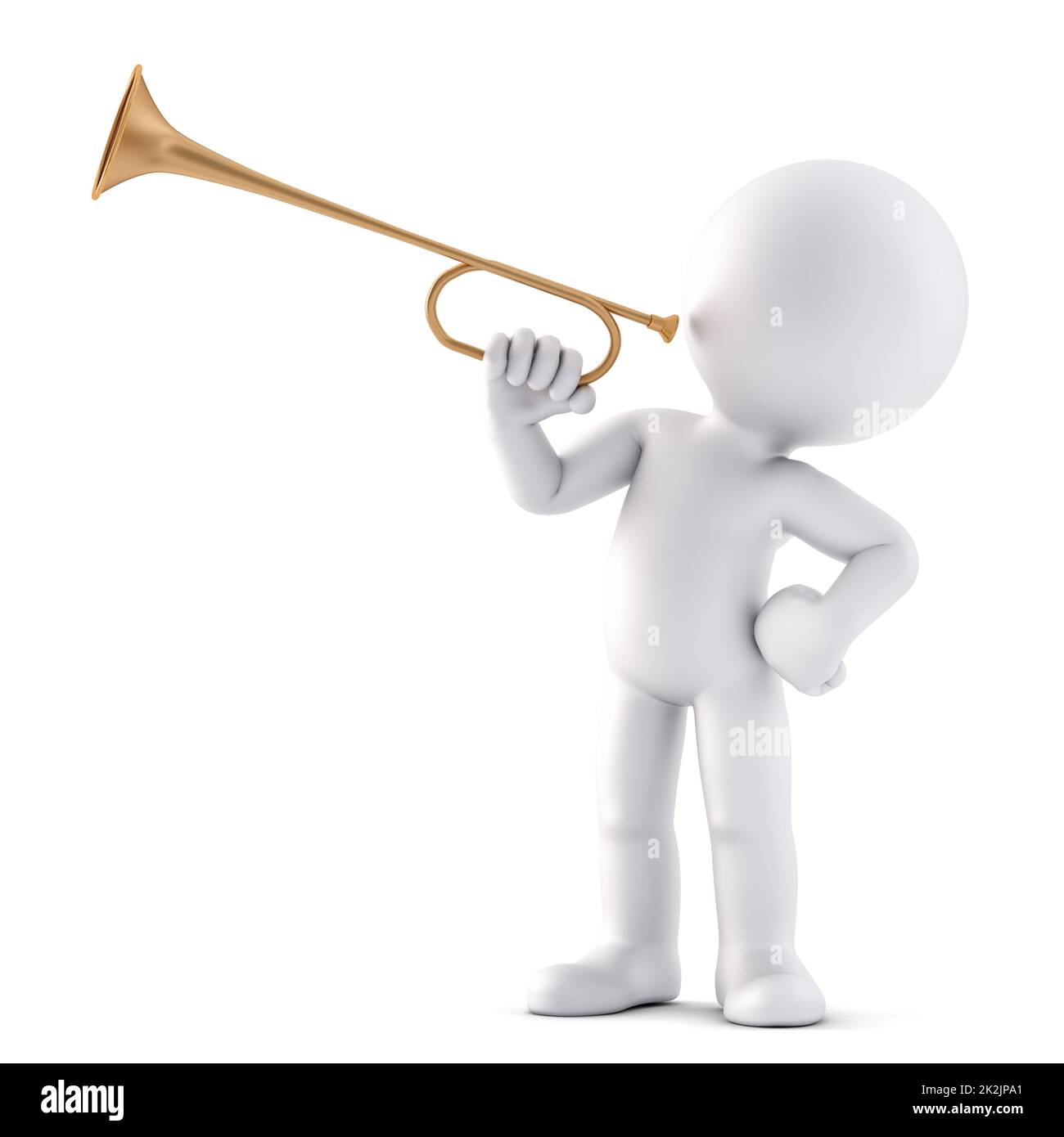 Man playing trumpet. 3D illustration. Isolated. Contains clipping path ...