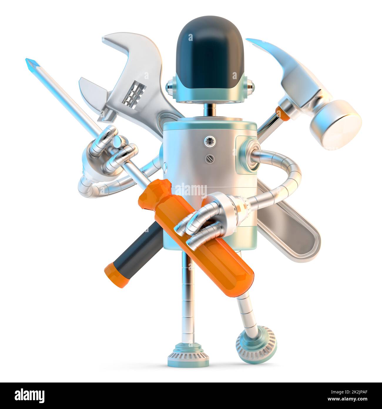 Robot with construction tools. 3D illustration Stock Photo - Alamy