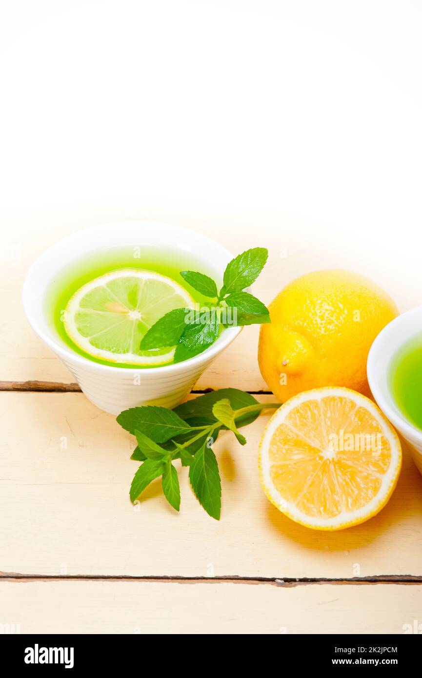 mint infusion tea tisane with lemon Stock Photo - Alamy