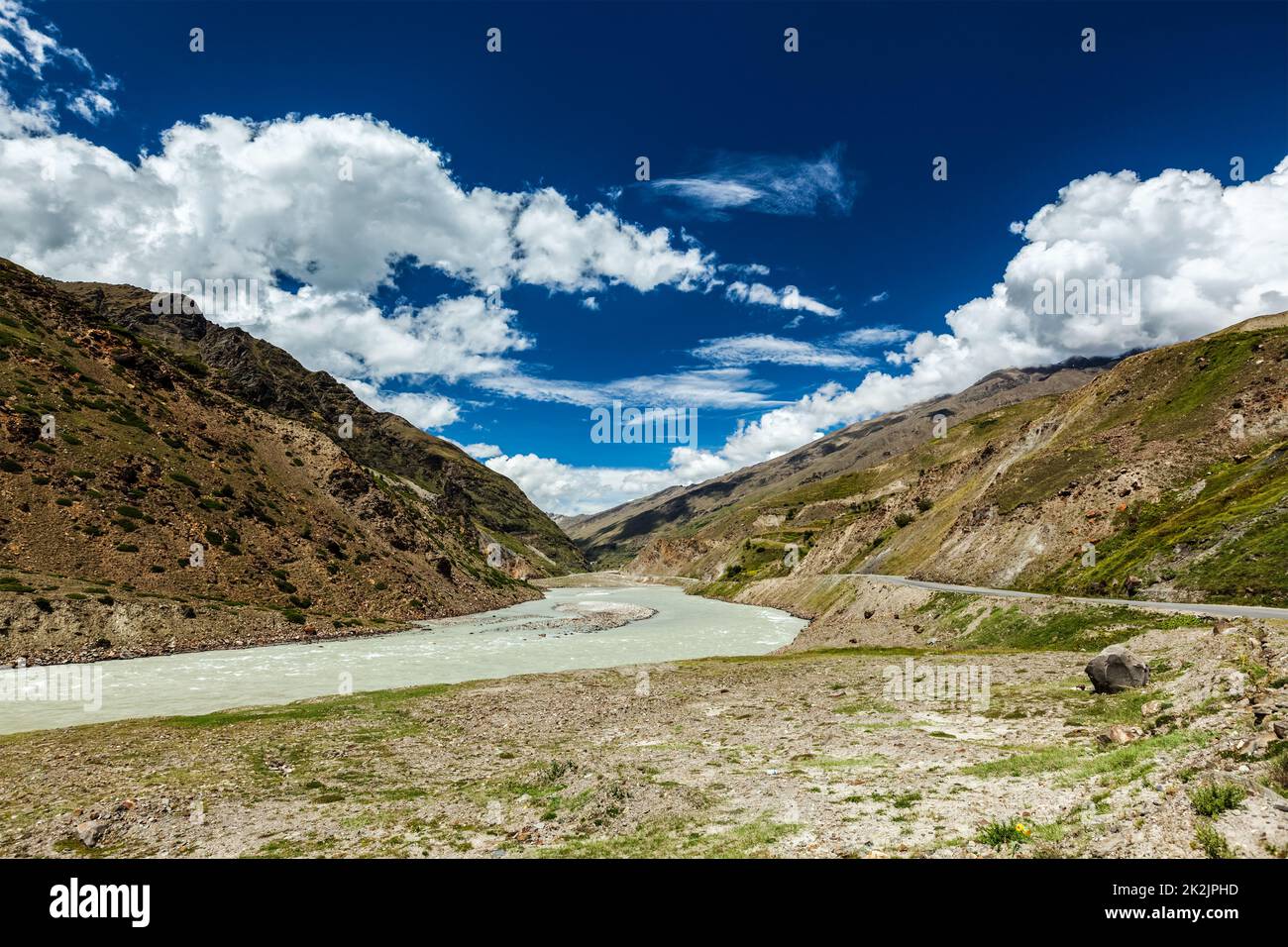 Chandra river in Lahaul valley in Himalayas Stock Photo - Alamy