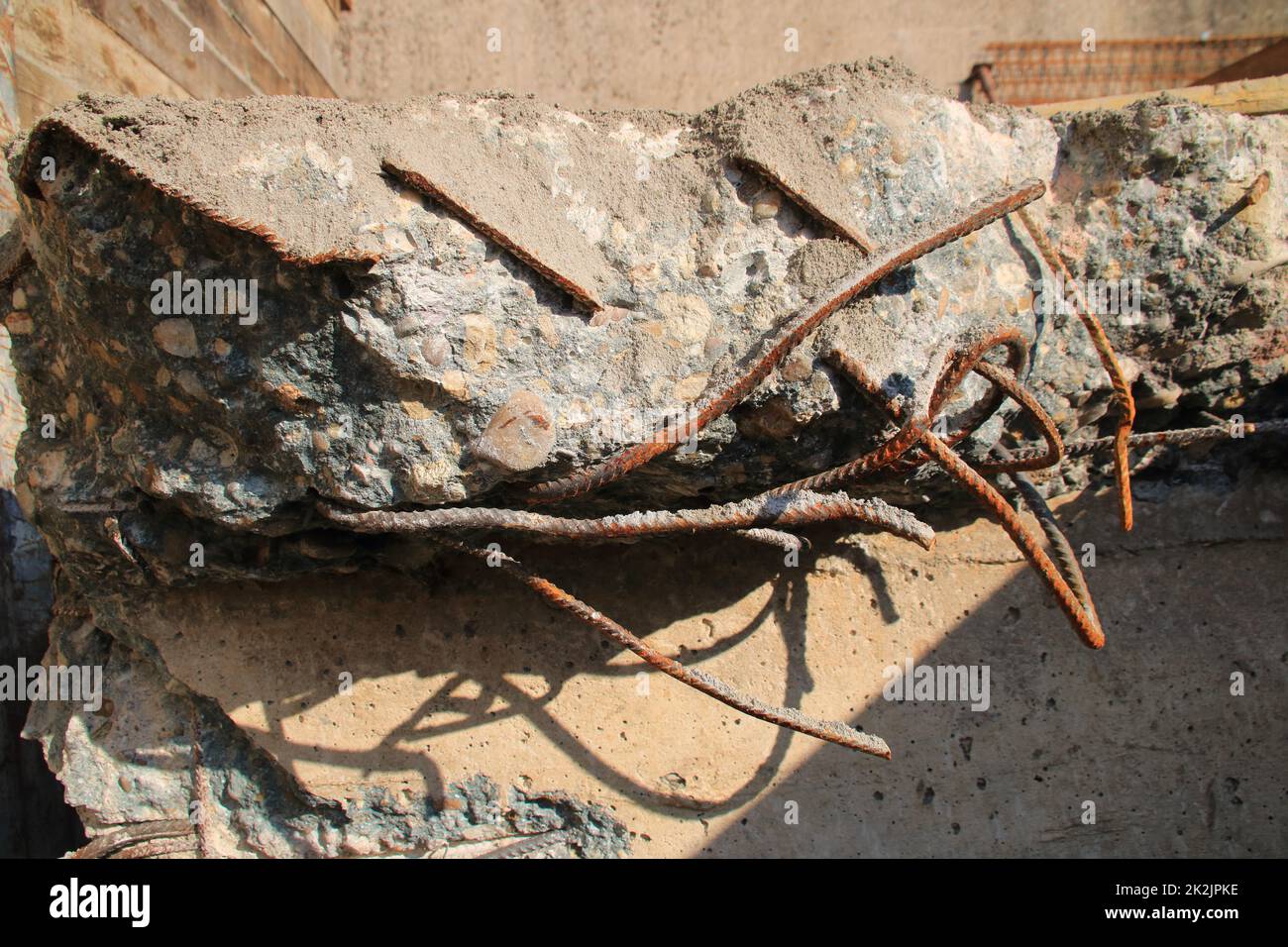 Construction rubble on a construction site after a house has been ...