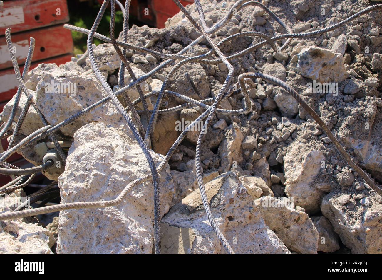 Construction rubble on a construction site after a house has been ...