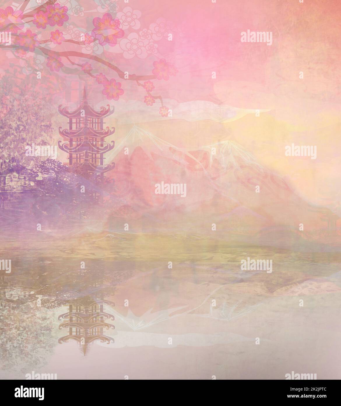 Asian landscape with sakura hi-res stock photography and images - Alamy