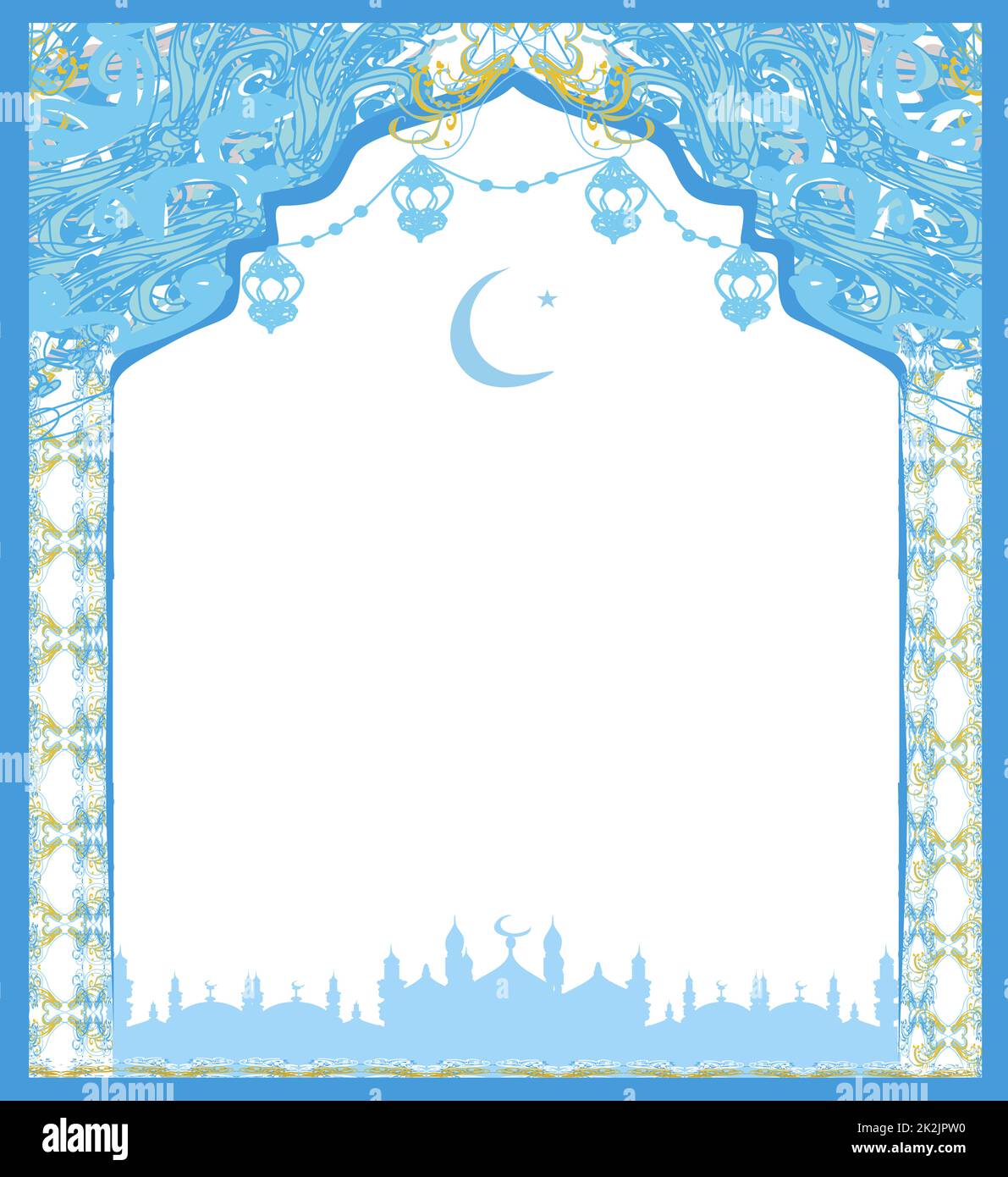 Ramadan Mubarak Greetings Card - decorative frame with ornaments Stock ...