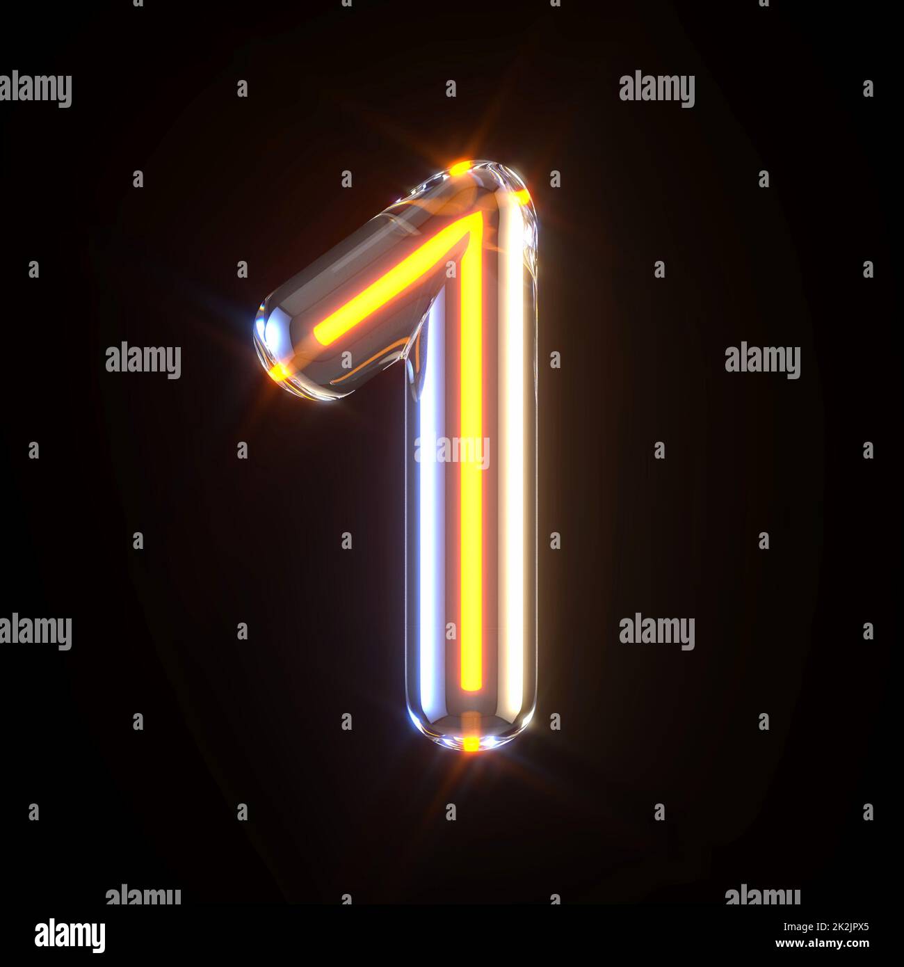 Glowing glass tube font Number 1 ONE 3D Stock Photo - Alamy