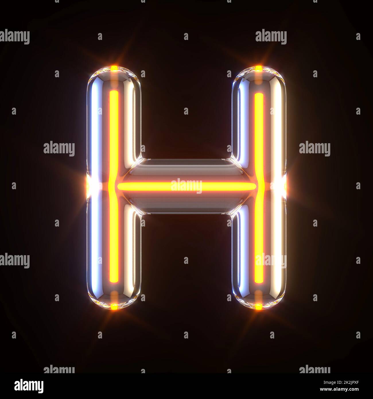 Glowing glass tube font Letter H 3D Stock Photo - Alamy