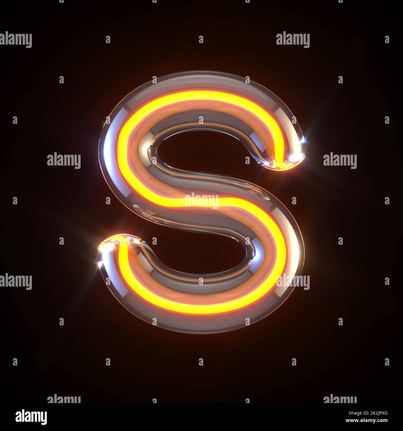 Glowing glass tube font Letter S 3D Stock Photo - Alamy