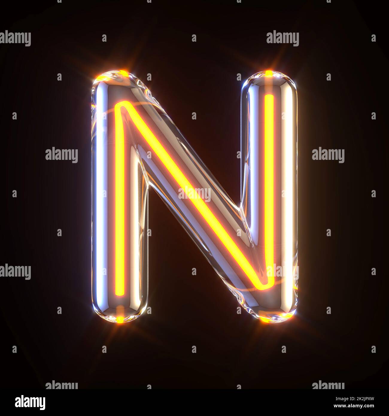 Glowing glass tube font Letter N 3D Stock Photo - Alamy