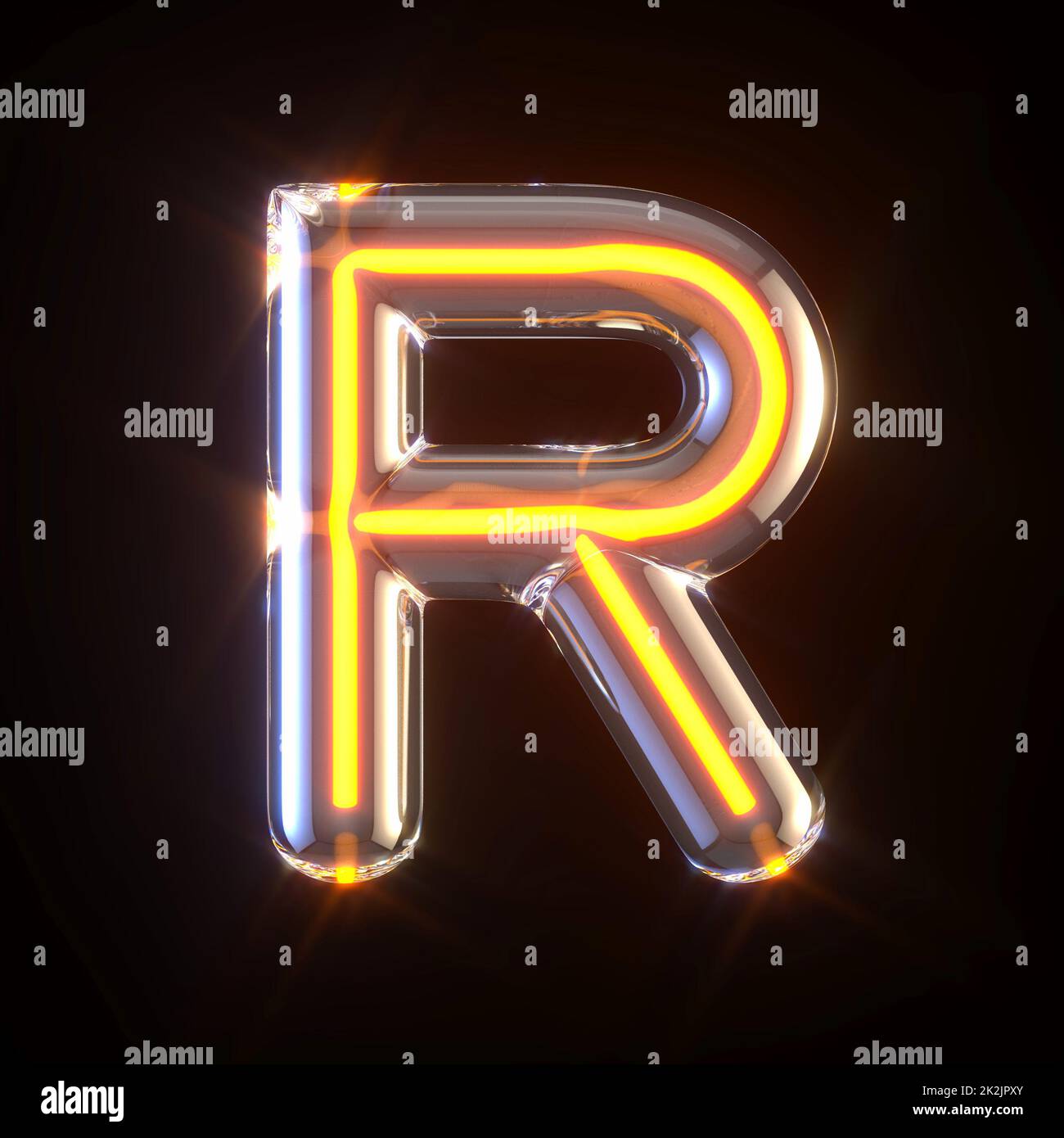 Glowing glass tube font Letter R 3D Stock Photo - Alamy