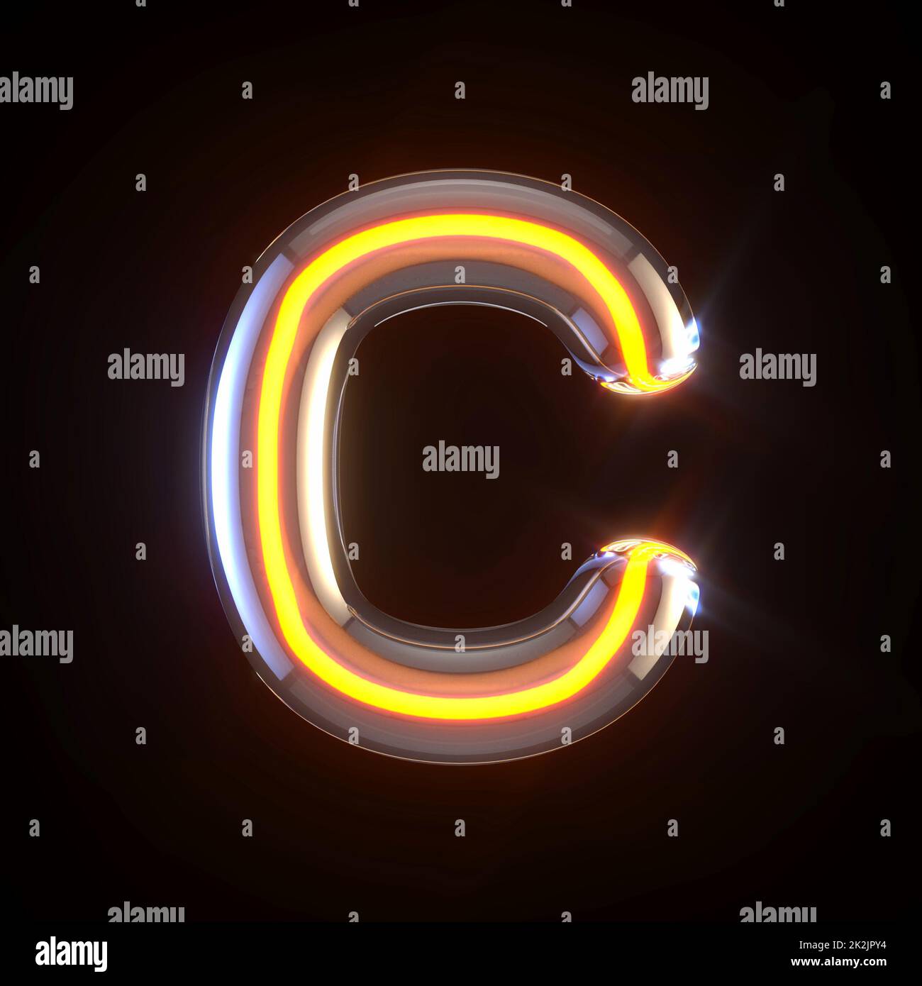 Glowing glass tube font Letter C 3D Stock Photo - Alamy