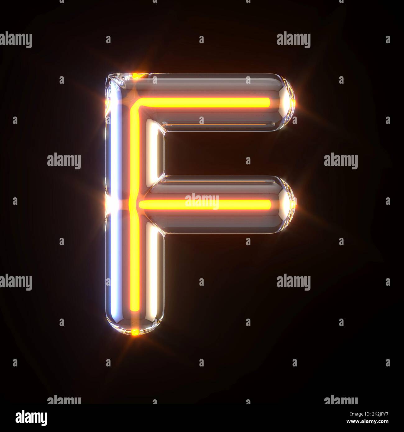Glowing glass tube font Letter F 3D Stock Photo - Alamy