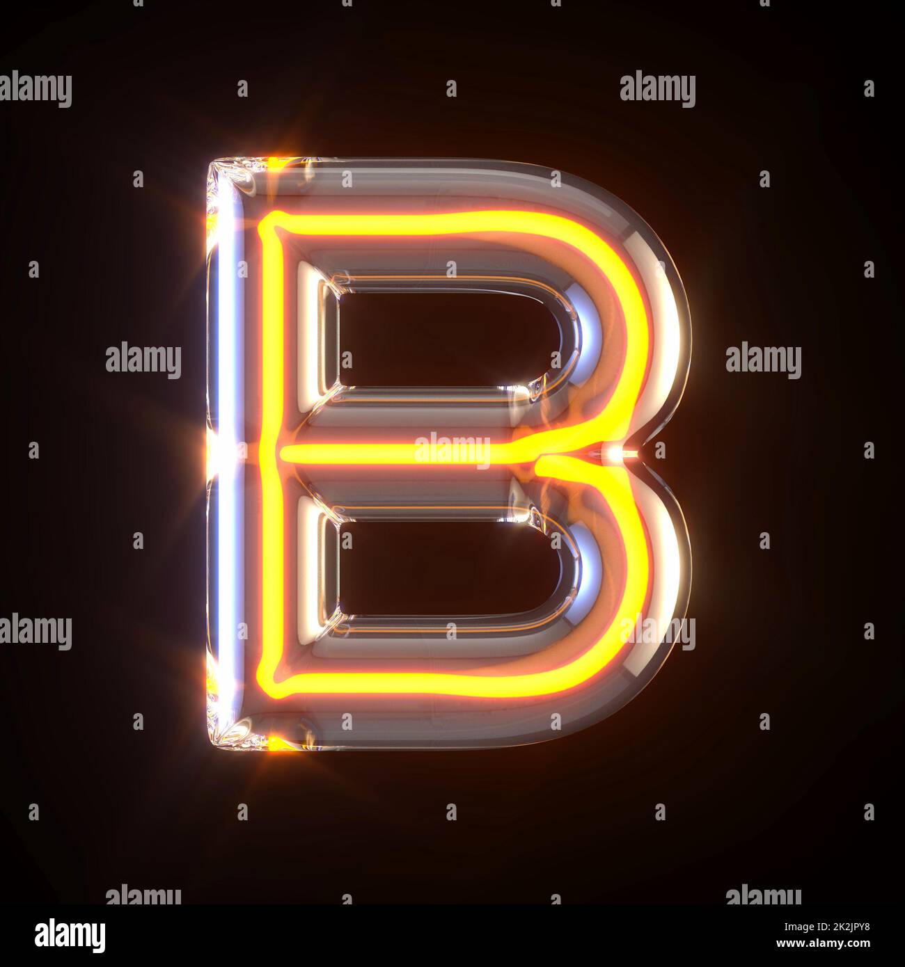 Glowing glass tube font Letter B 3D Stock Photo - Alamy