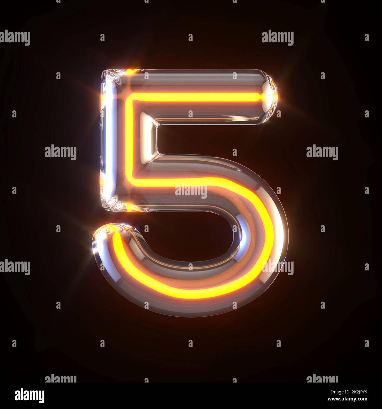Glowing glass tube font Number 5 FIVE 3D Stock Photo - Alamy