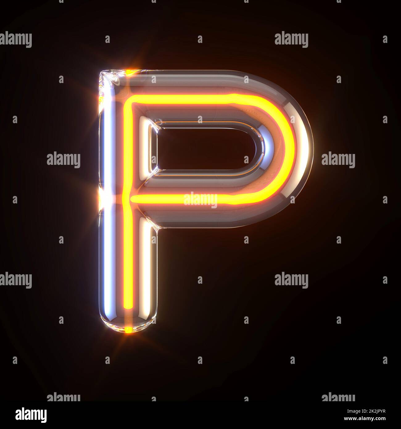 Glowing glass tube font Letter P 3D Stock Photo - Alamy