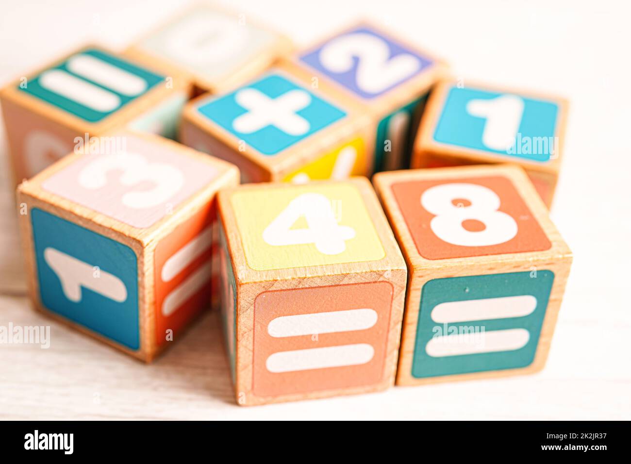 Number wood block cubes for learning Mathematic, education math concept ...