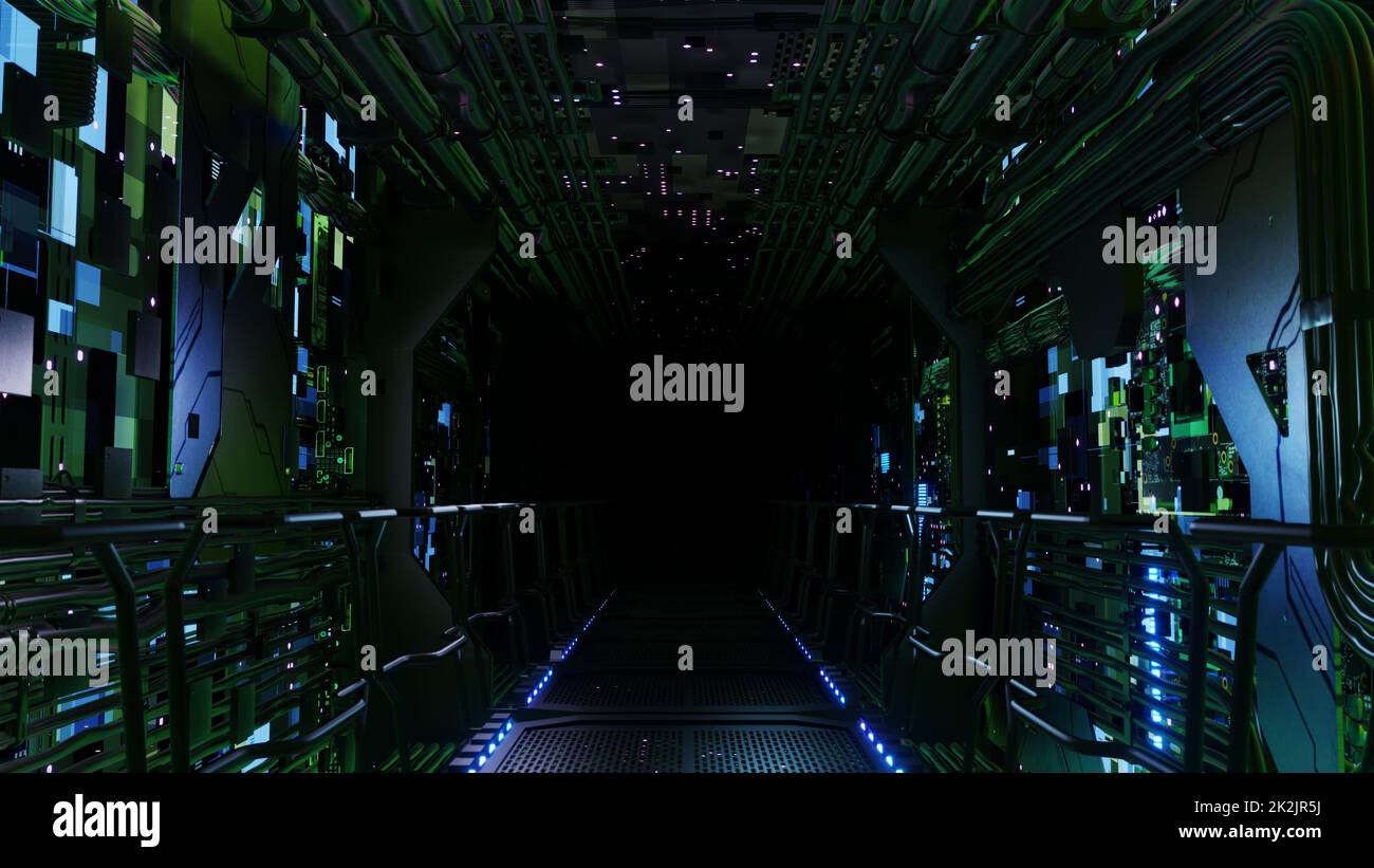 Inside Digital Wiring Network Tunnel Sci-fi Stock Photo - Alamy