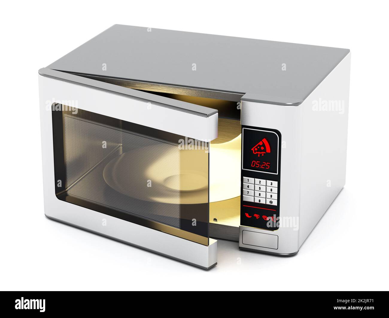 Microwave oven with half open cover. 3D illustration Stock Photo - Alamy