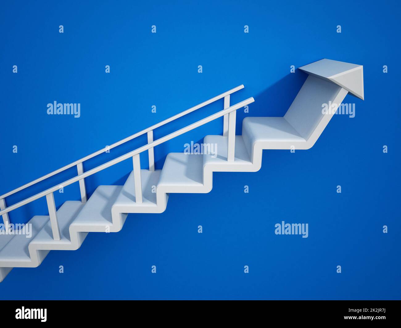 Staircase with an arrow leading up. 3D illustration Stock Photo - Alamy