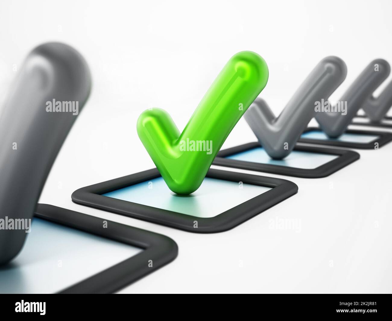 Green tick symbol among gray signs. 3D illustration Stock Photo - Alamy