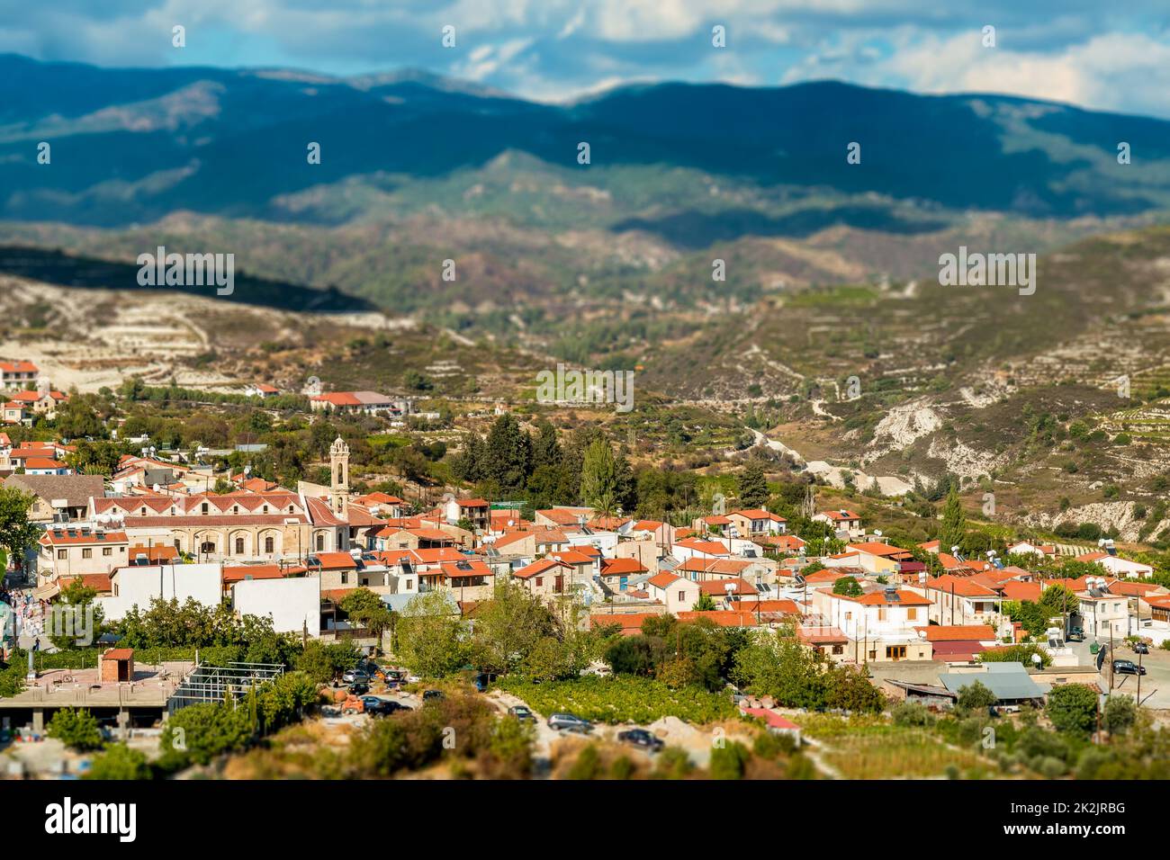 Omodos, traditional village in the Troodos Mountains. Limassol District ...