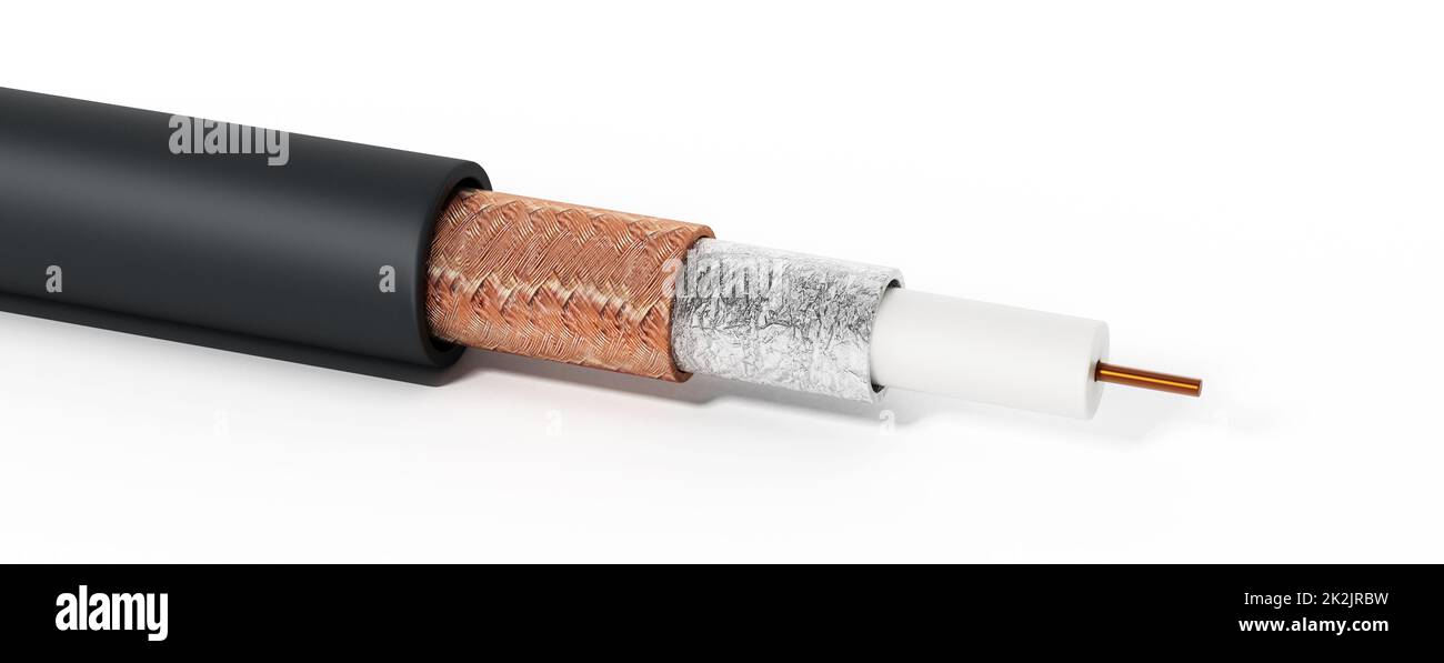 Coaxial cable showing detailed layers. 3D illustration Stock Photo - Alamy