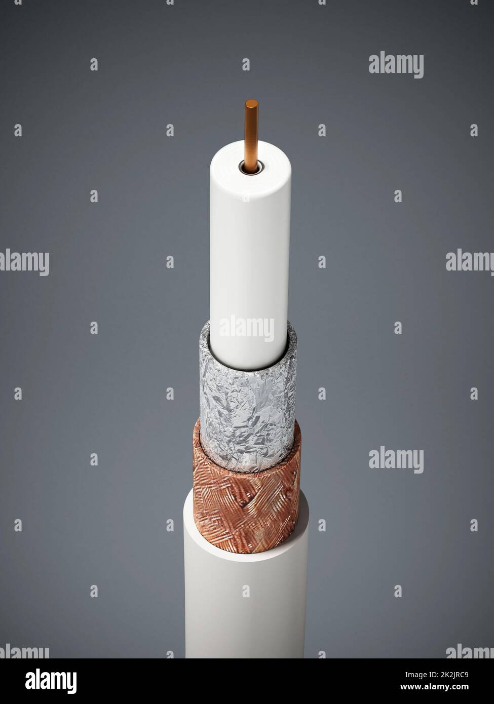 Coaxial cable showing detailed layers. 3D illustration Stock Photo - Alamy