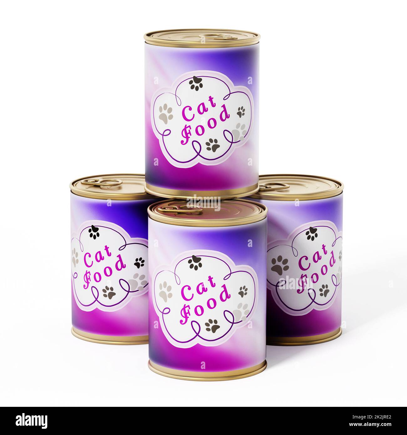 Cat food canisters stack isolated on white background. 3D illustration ...