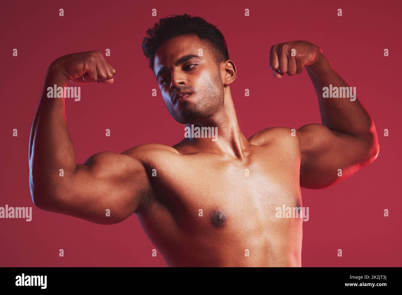 Fitness health, strong muscles and sports man with healthy body against ...