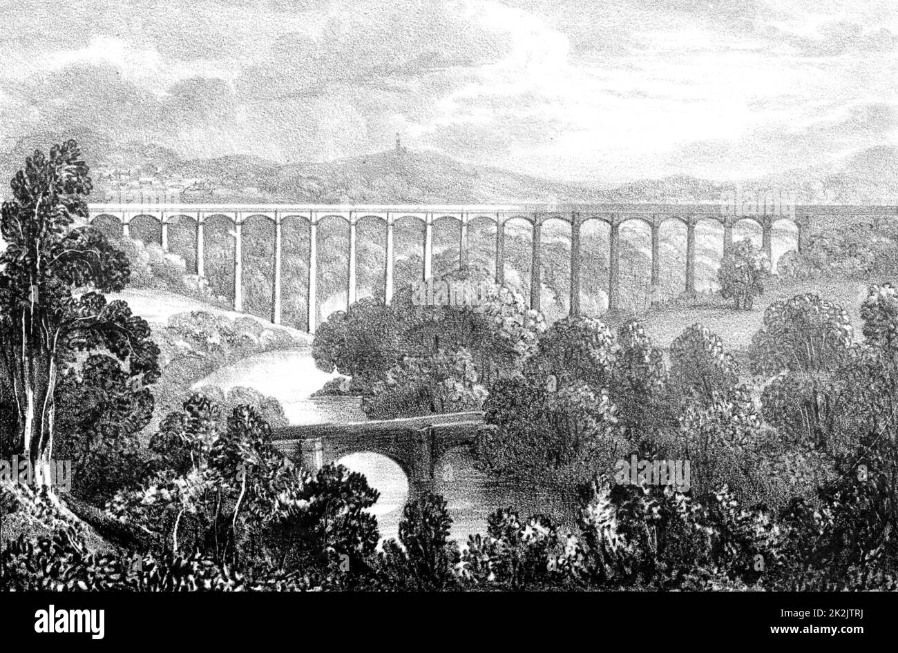 Pont-y-Cysyllte aqueduct on the Ellesmere Canal where it passes through ...
