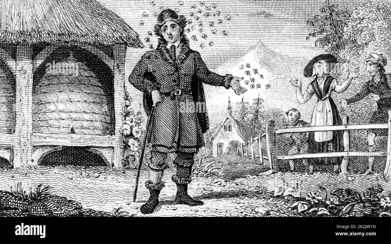 Jan Swammerdam (1637-1680) Dutch naturalist. Swammerdam being followed ...