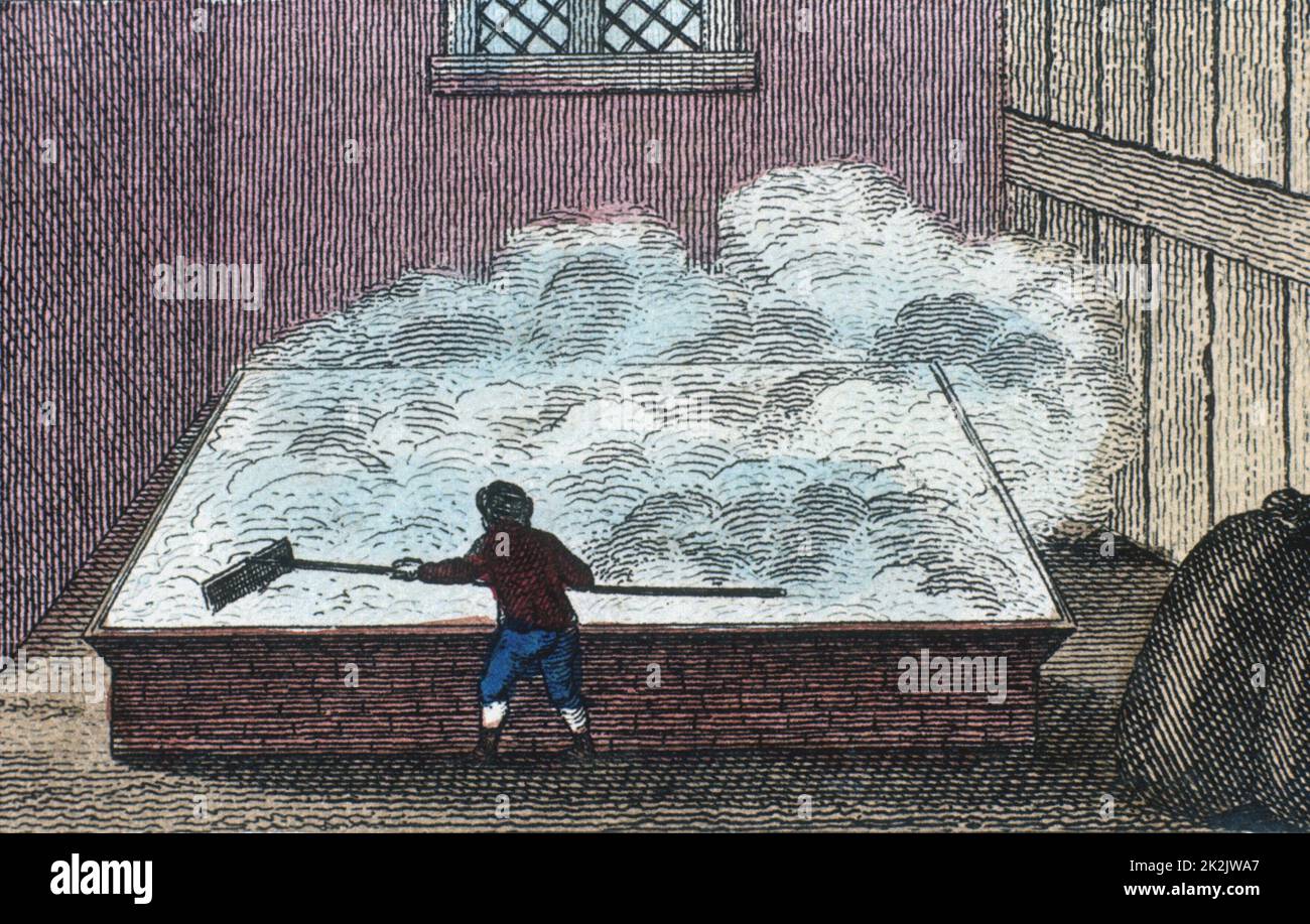 Rock Salt: Refining salt, Northwich Cheshire, England. Brine heated ...