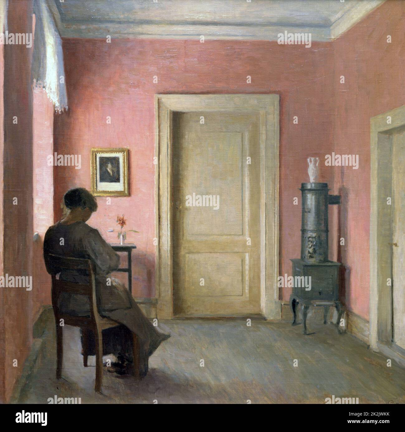 Peter Ilsted Danish school Woman sitting in an Interior 1915 Oil on ...