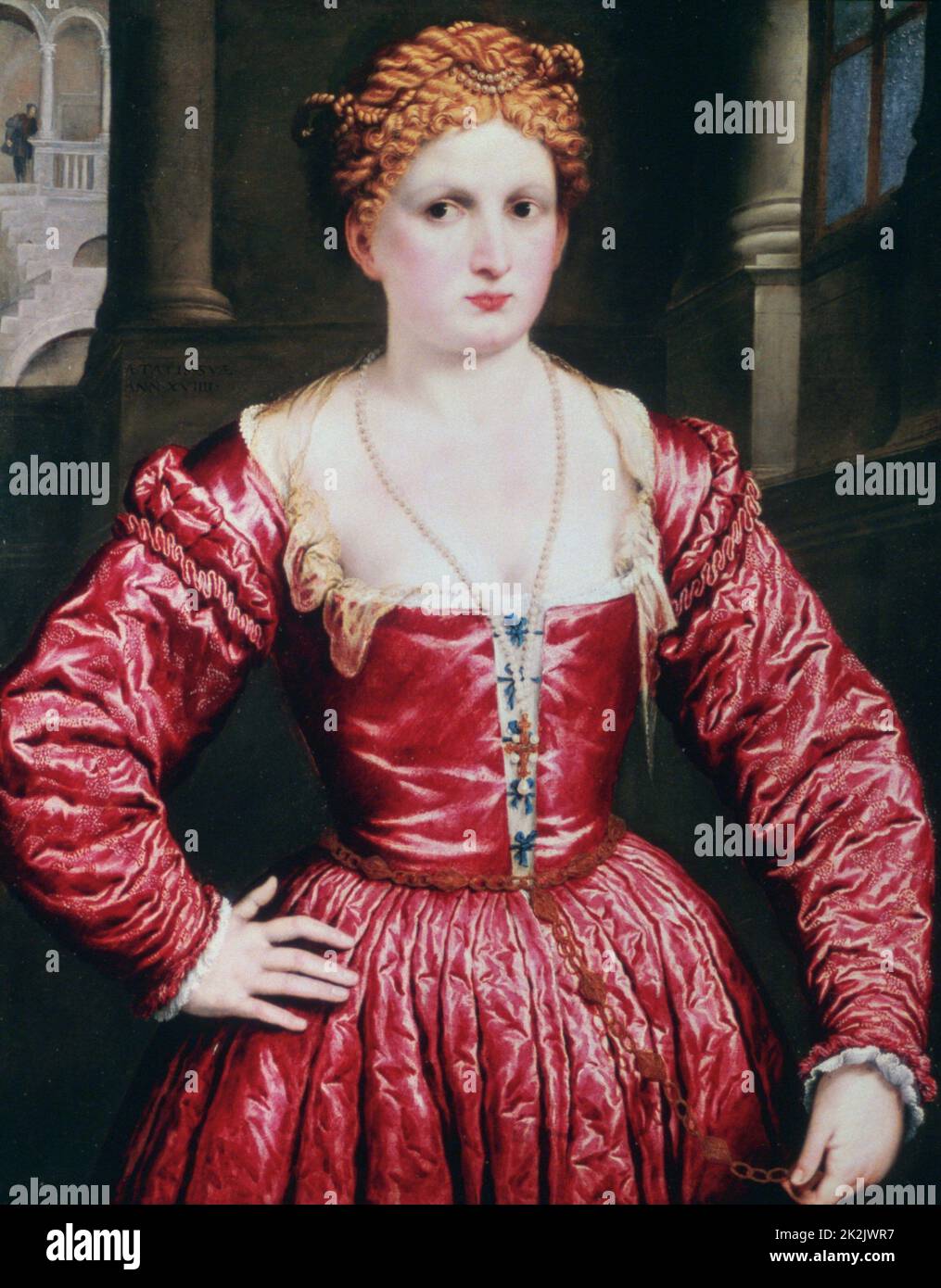 Paris Bordon Italian school Portrait of a Young Woman c.1545 Oil on canvas (100.9 x 82.5 cm ...