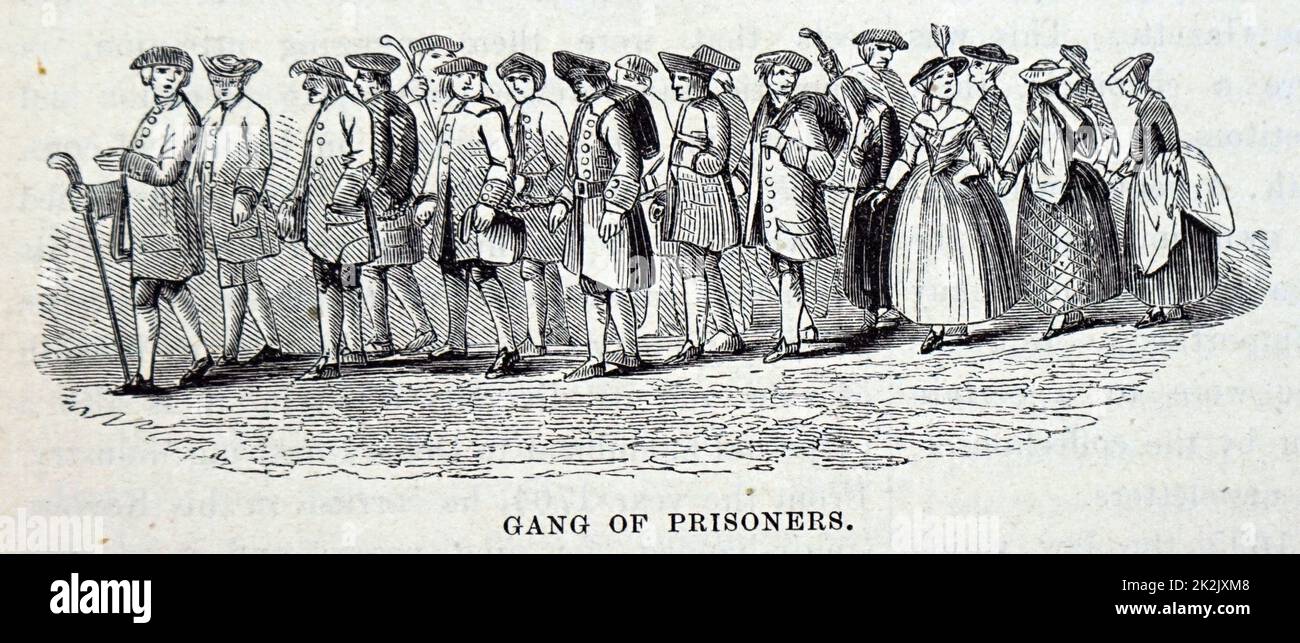 Engraving depicting a gang of prisoners in London. Dated 18th Century ...