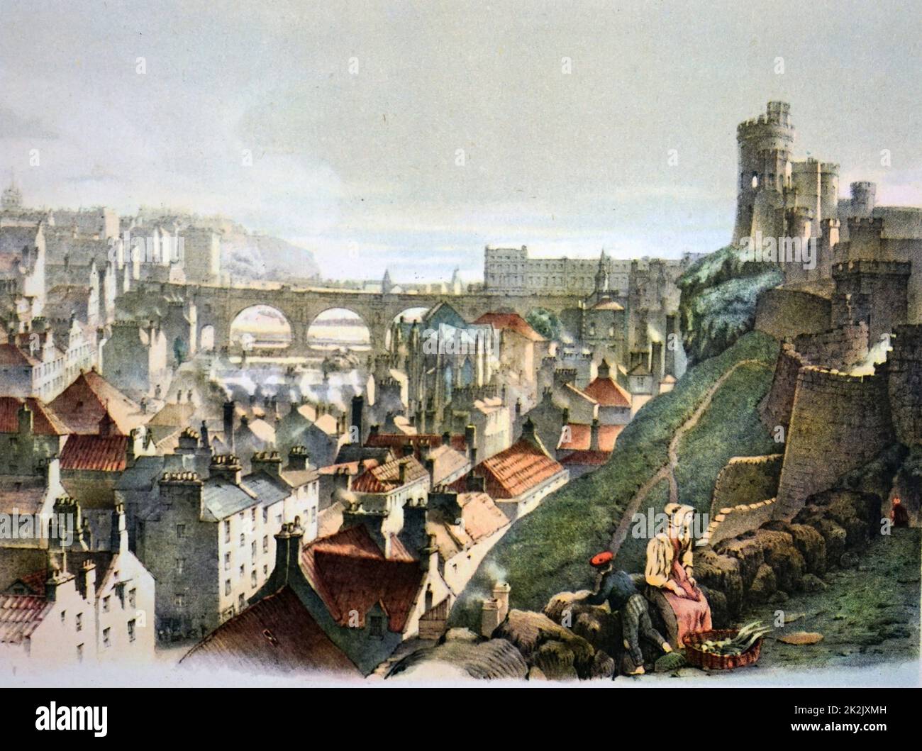 The North Bridge in Edinburgh, Scotland. Dated 19th Century Stock Photo ...