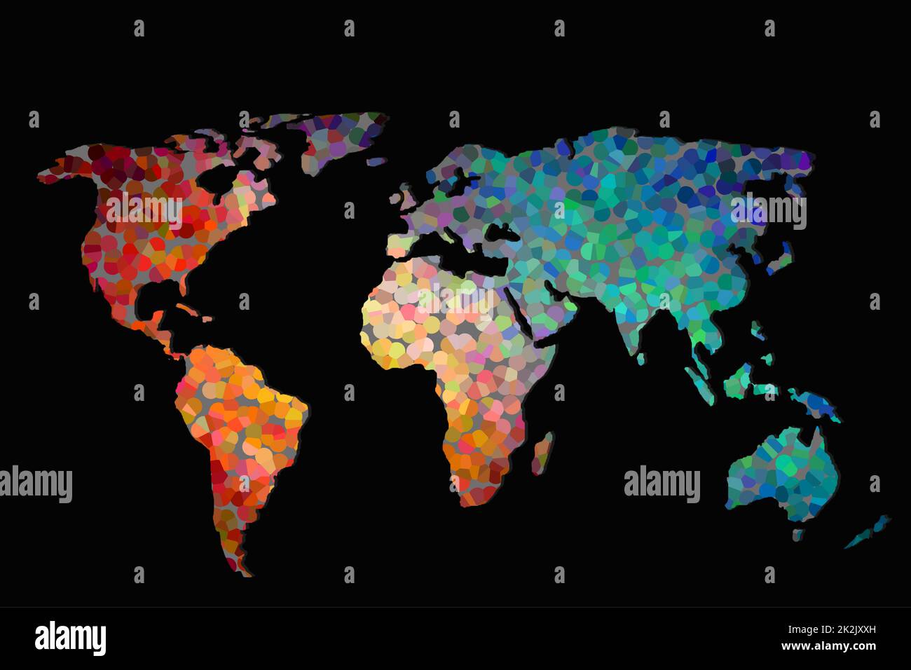Roughly outlined world map with a colorful background patterns Stock ...