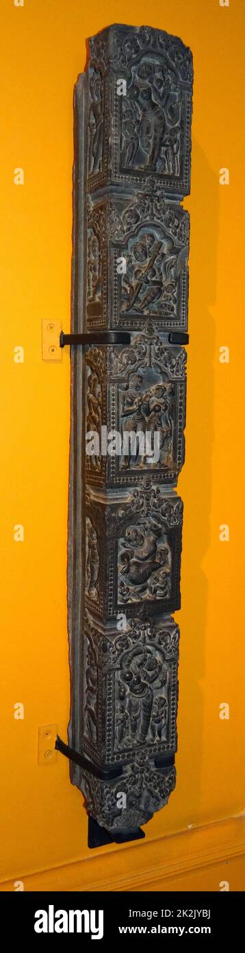 Stone temple door Jamb from Bihar, India. Dated 11th Century Stock ...