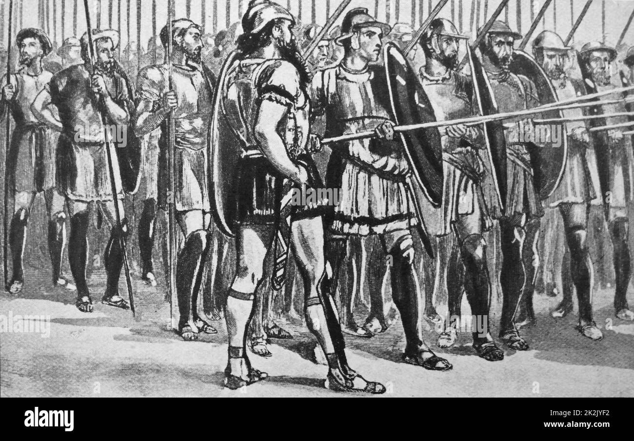 Illustration depicting the Macedonian phalanx an infantry formation ...