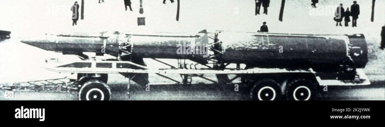 A view of a Soviet SS-13 intercontinental ballistic missile (ICBM). SS ...