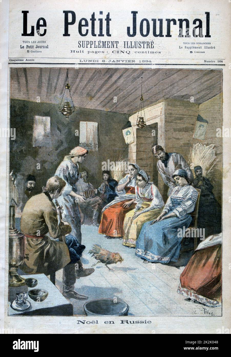 A Russian Peasant Christmas Marriagable Village Girls Watch While Cockerel Pecks Grain On Floor