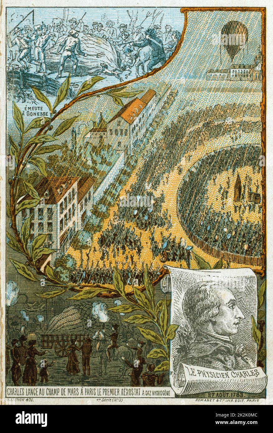 Launch of first hydrogen-filled (unmanned) balloon from Champ de Mars ...