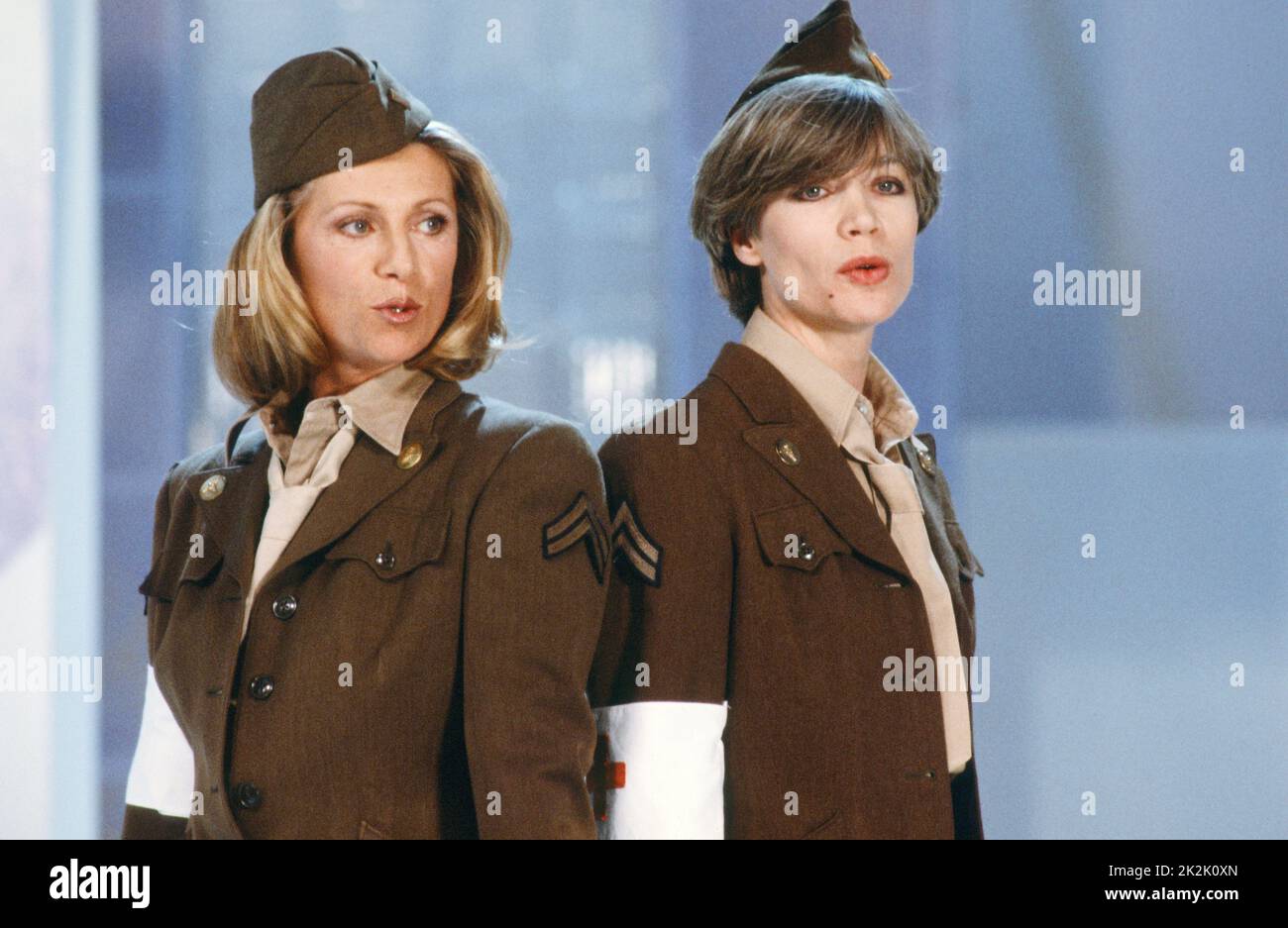 French singers Sheila and Françoise Hardy on the set of the variety TV ...