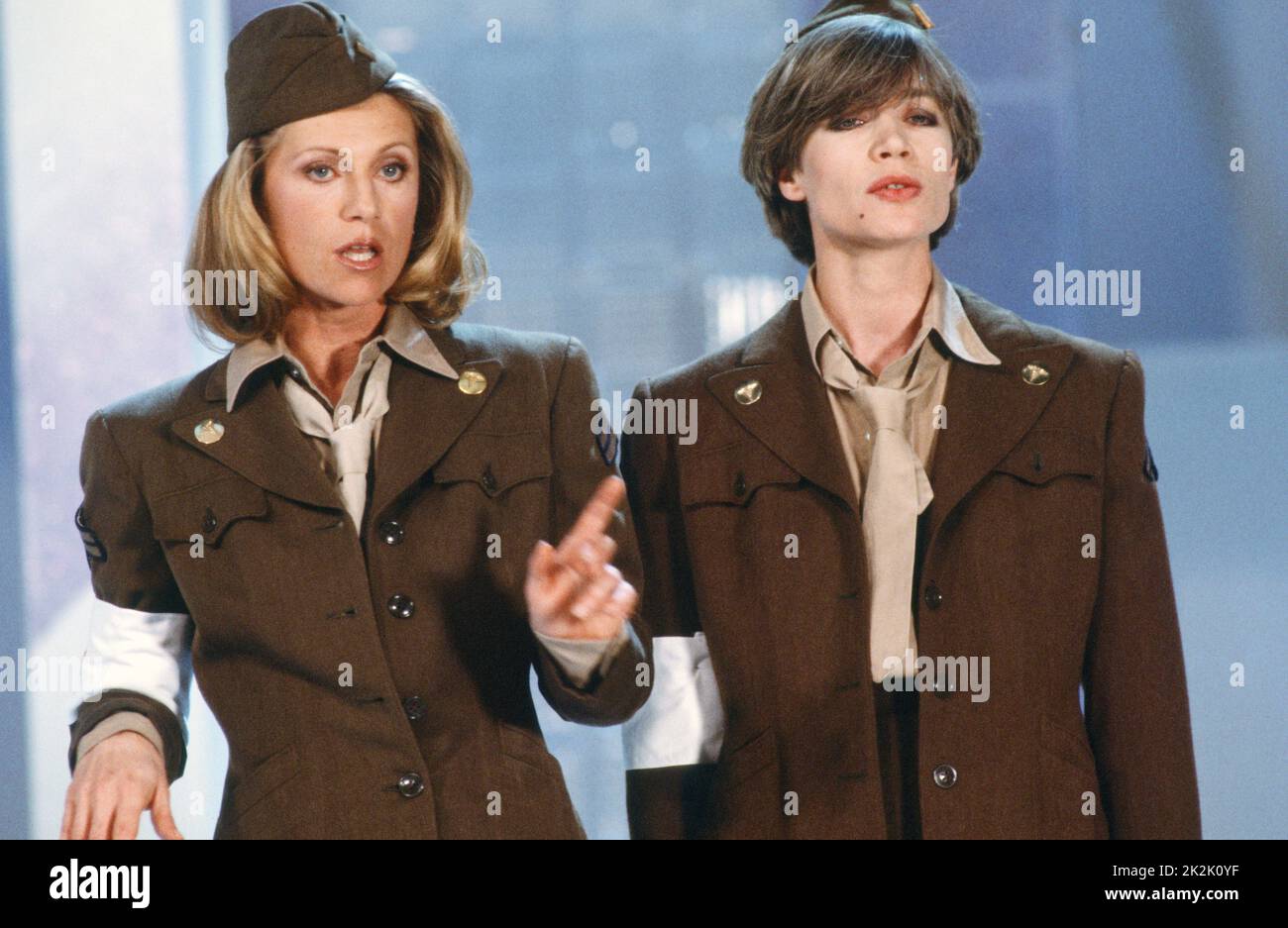 French singers Sheila and Françoise Hardy on the set of the variety TV ...