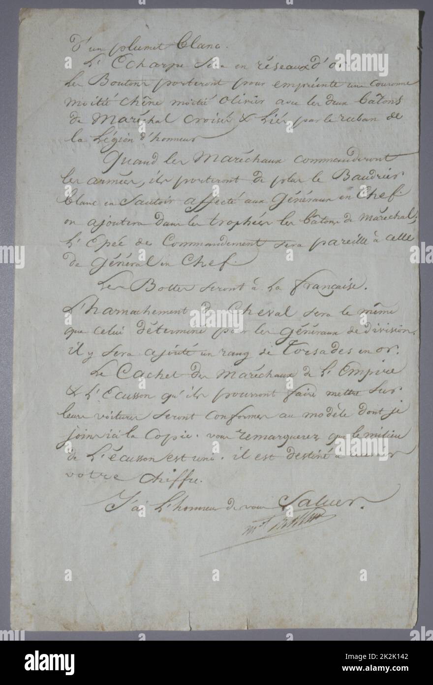 Letter of Alexandre Berthier to Marshal Kellermann: description of the ...