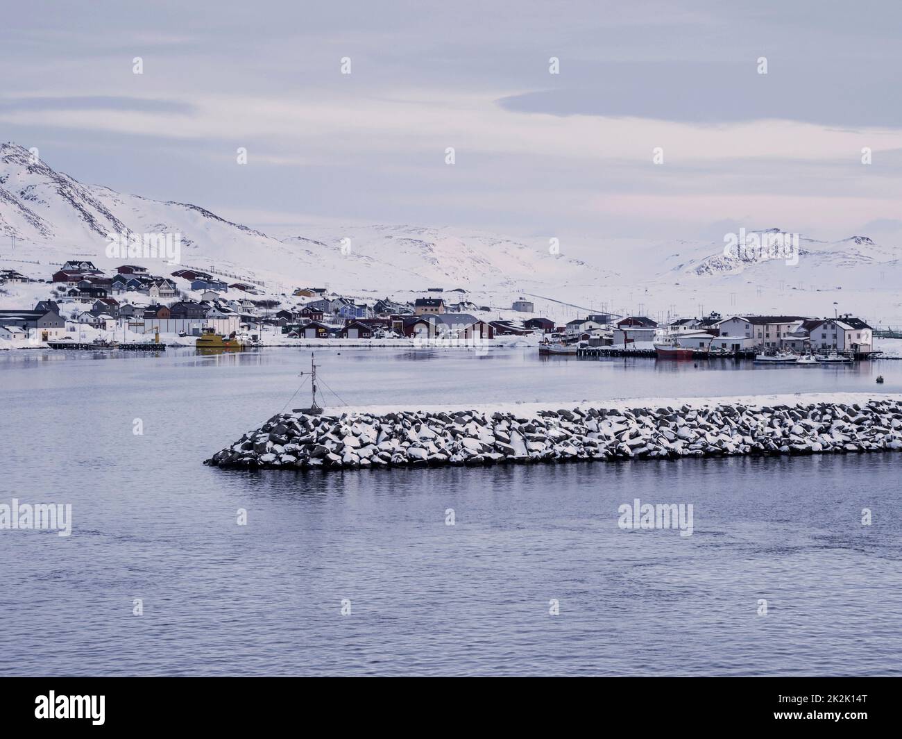 Harbour at Mehamn village, Norway, in winter Stock Photo - Alamy