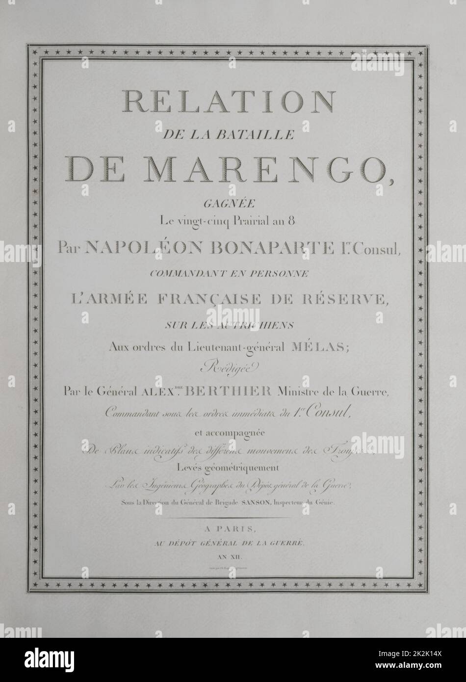 Account of the battle of Marengo Flyleaf 1804 Vellum paper Large in ...