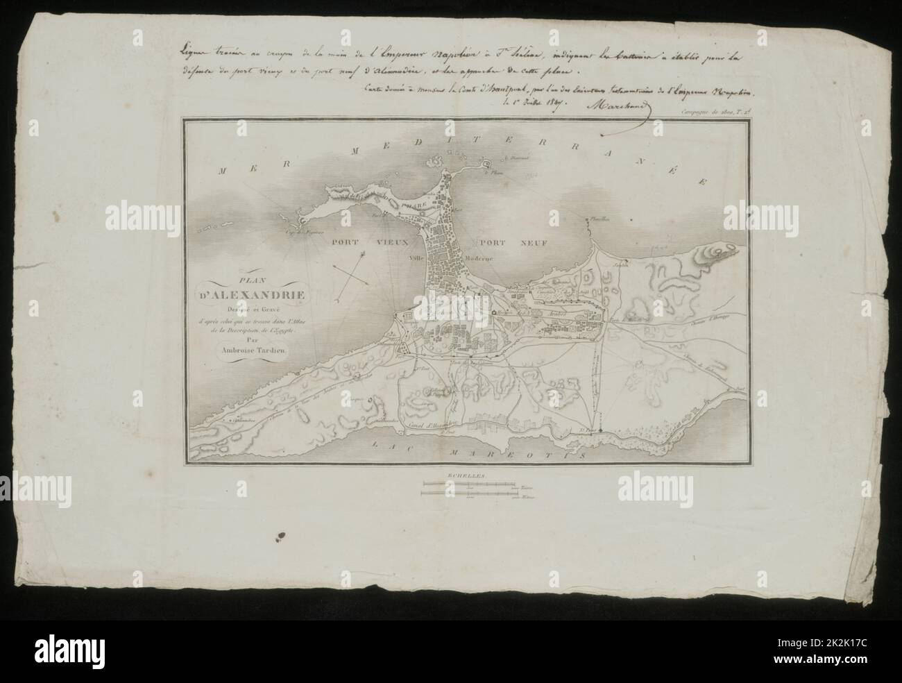 Map of Alexandria in 1800 during the Egyptian campaign Footnoted by ...
