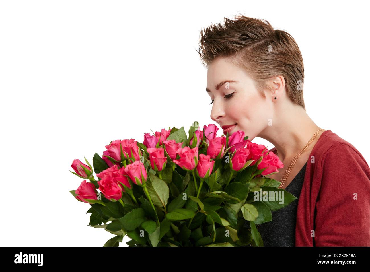 Woman smelling flower roses hi-res stock photography and images - Alamy