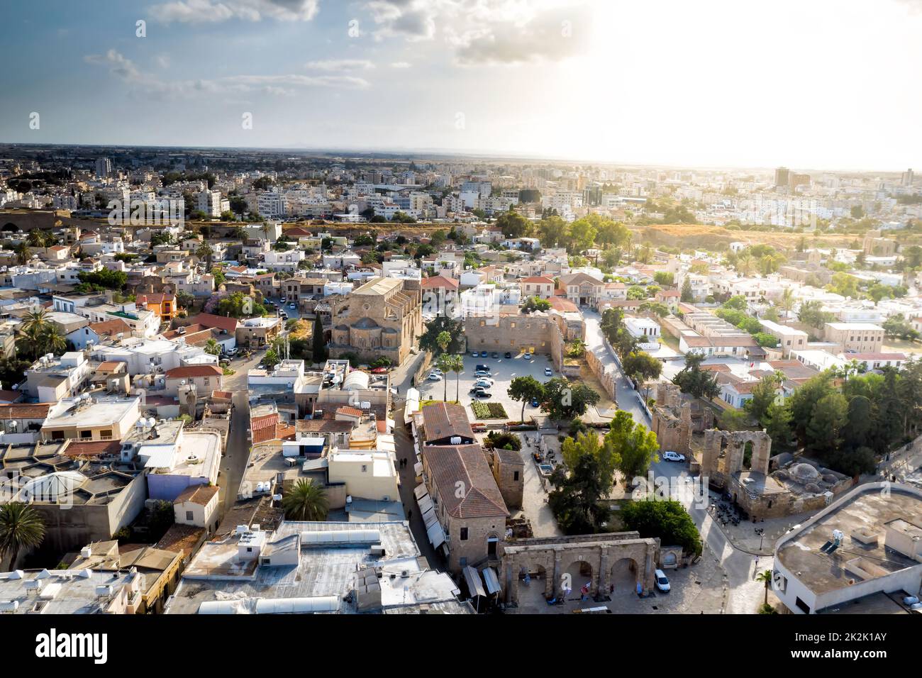 Elevated view of historical center of Famagusta city. Cyprus Stock ...