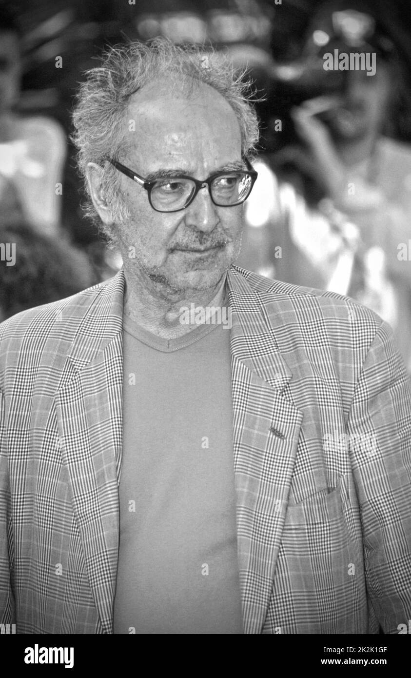 Portrait of French director Jean-Luc Godard at the Cannes Film Festival ...
